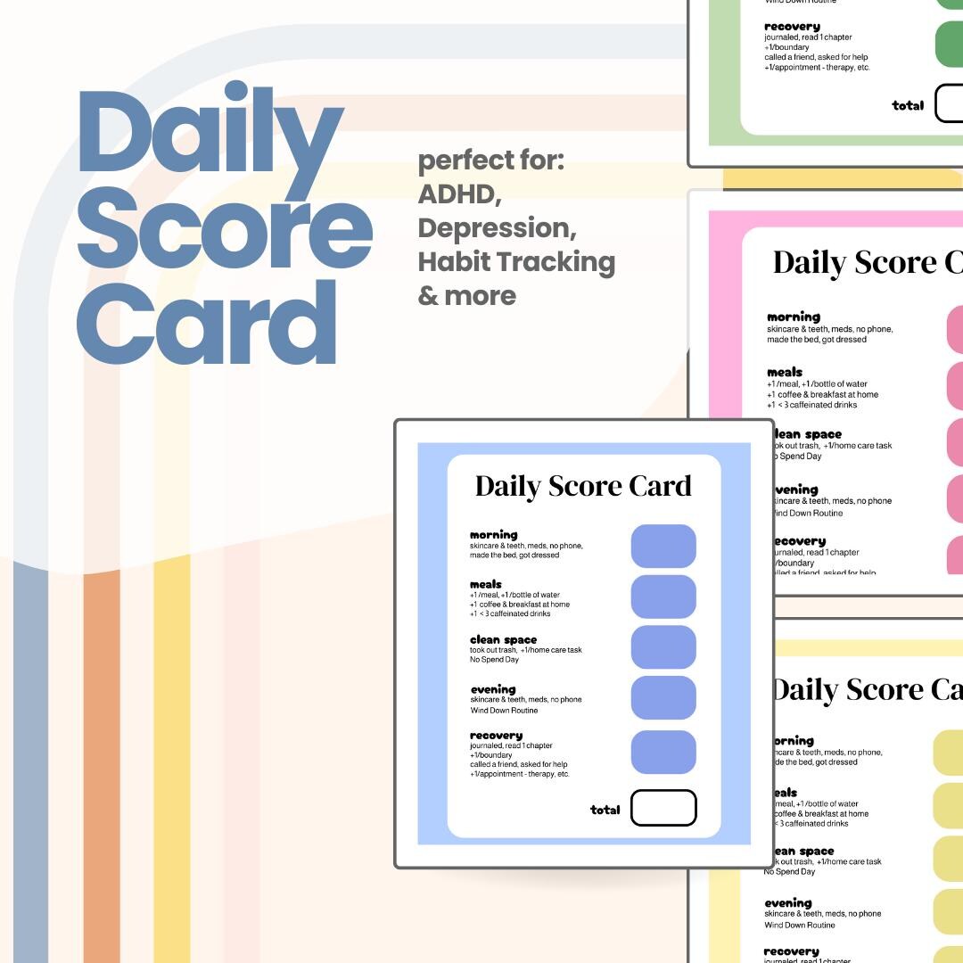Daily Score Card | ADHD | Depression | Habit Tracking | Full Page 8 ...