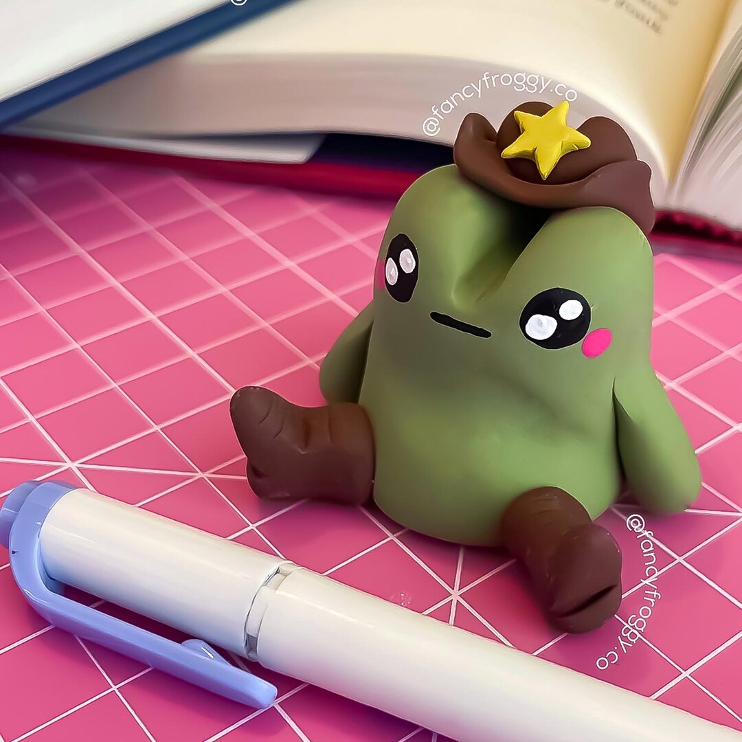 Handmade Cowboy Frog Desk Buddy | Sculpture | Chubby | Thicc | Figurine ...