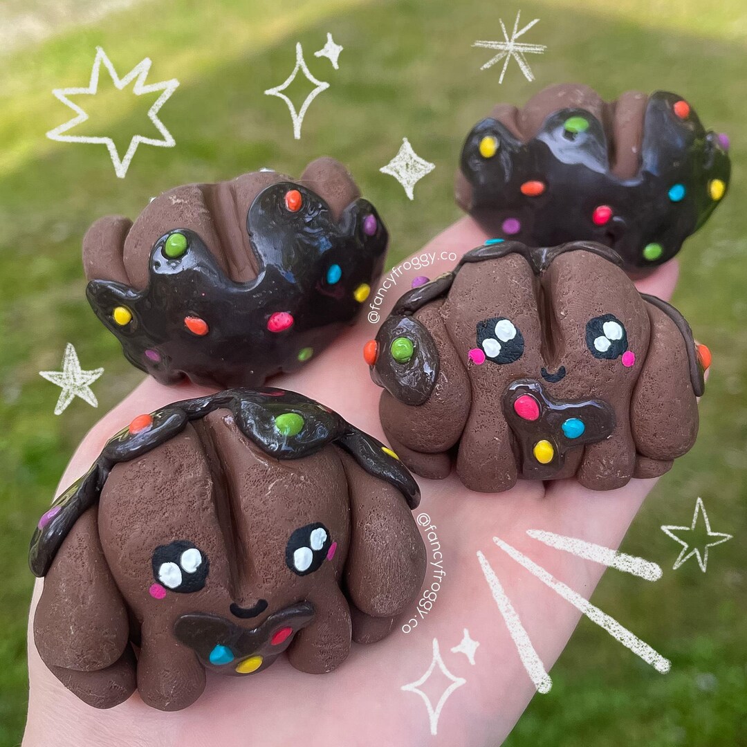 Handmade Chcolate Brownie With Sprinkles Frog Desk Buddy | Froggy ...
