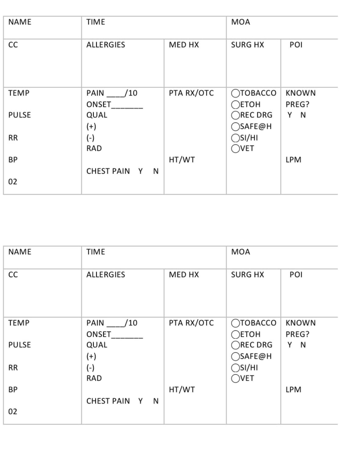Nurse Report Sheet- Emergency Department,brain Report Sheet, Triage ...