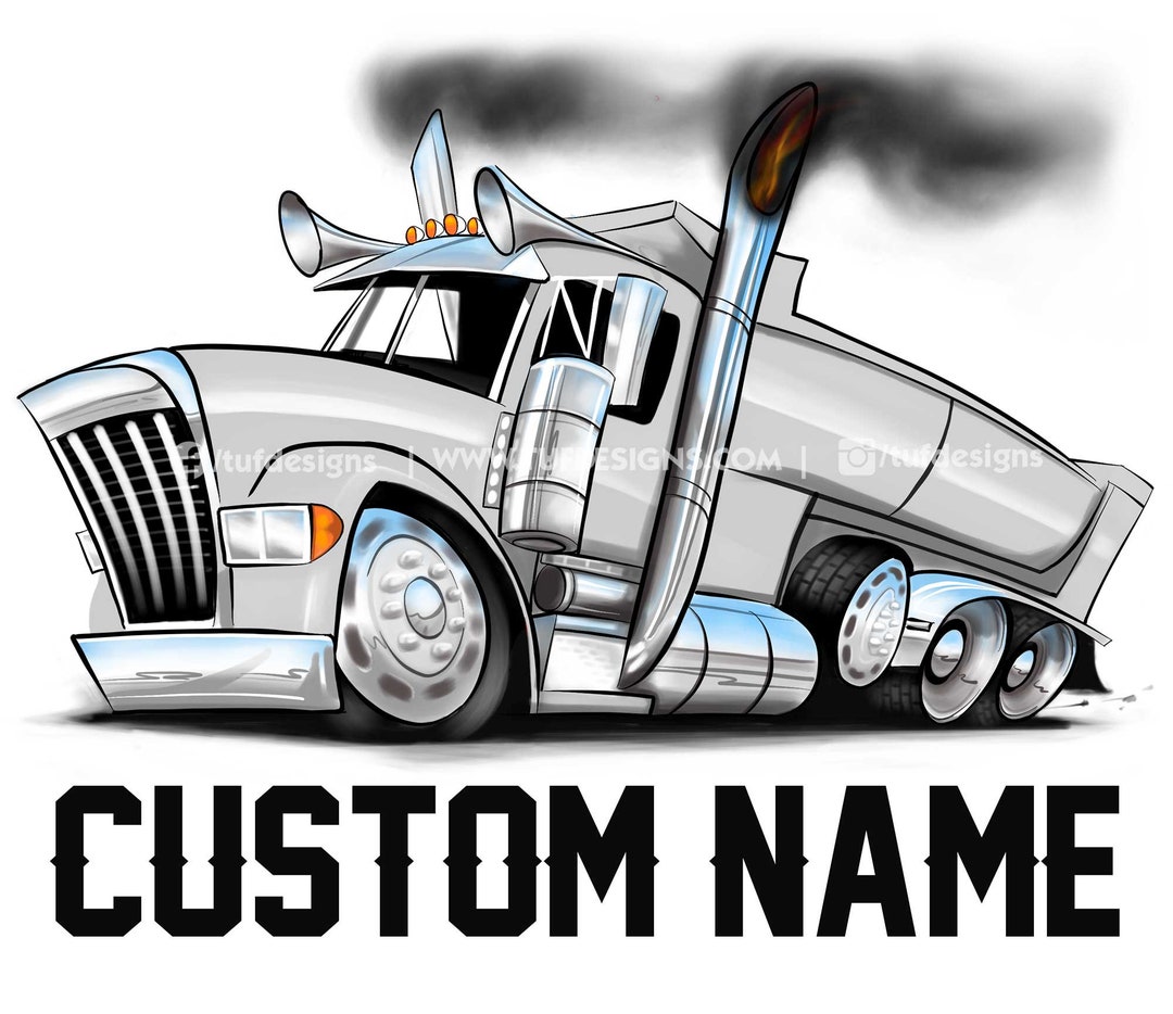 White Semi Truck Art Personalized Lowered Dump Truck Artwork - Etsy