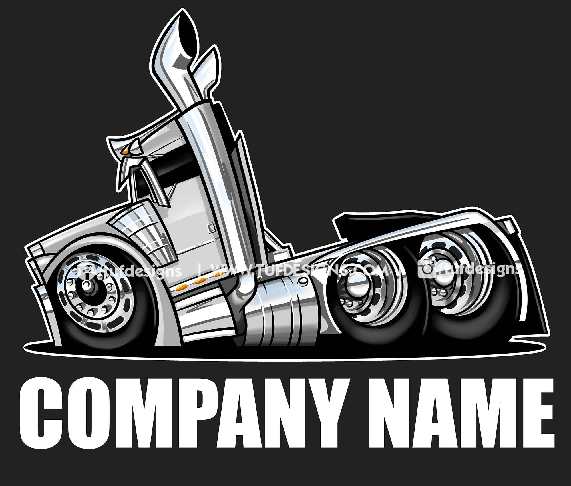 White Lowered Semi Truck Drawing Personalized Custom Name Trucking ...