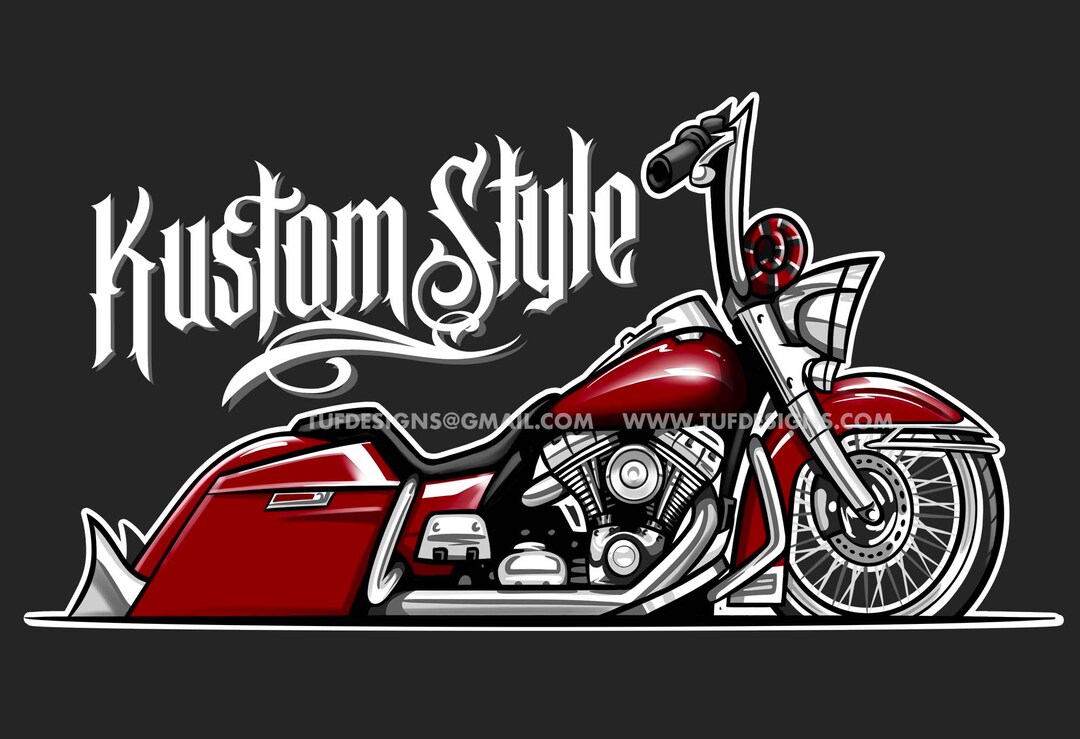 Personalized Drawing of a Lowrider Style Bagger Motorcycle, T-shirt ...