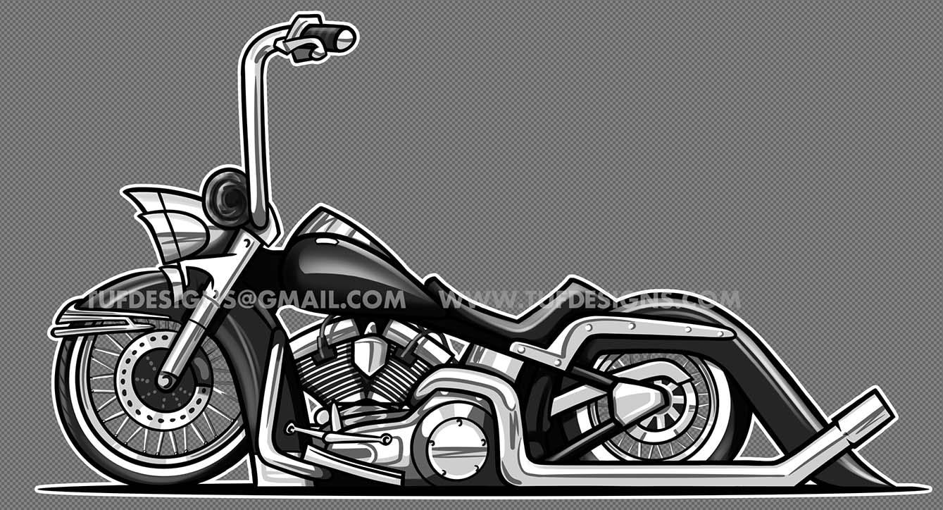 Digital Drawing of Lowrider Style Motorcycle, Bike Workshop Logo ...