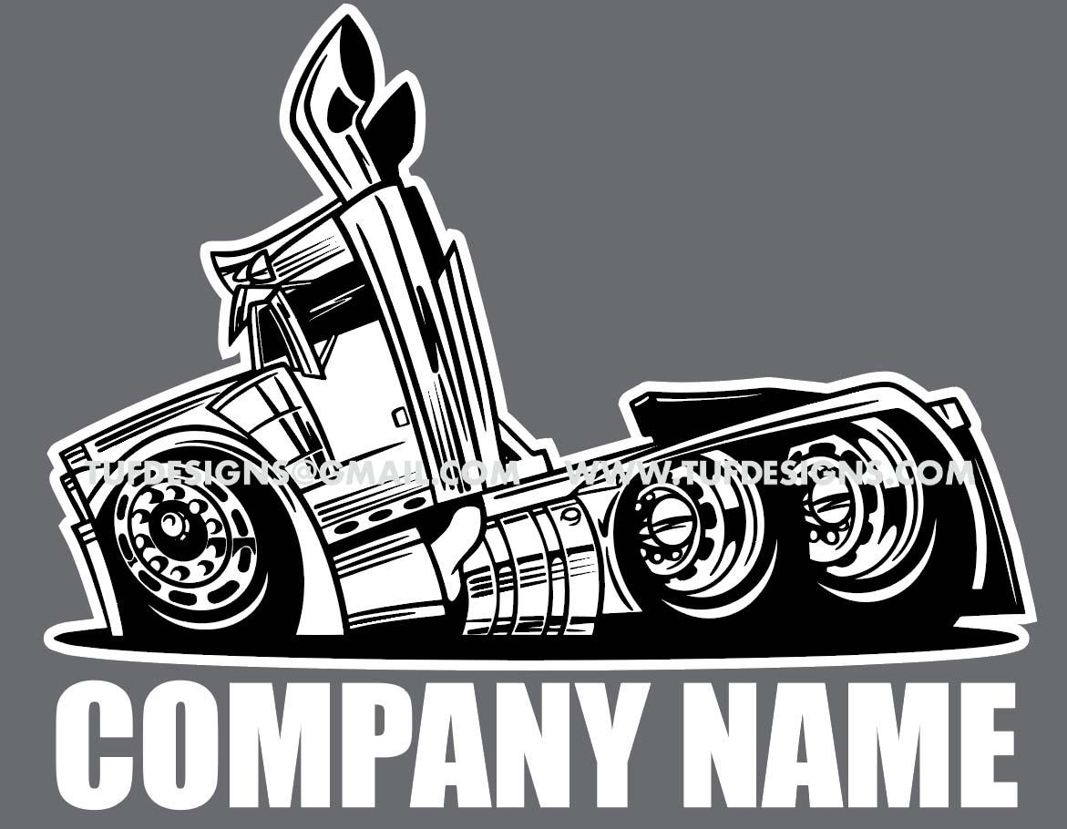 Semi Truck SVG, Peterbilt Cartoon Drawing, Big Rig PNG Design, Trucking ...