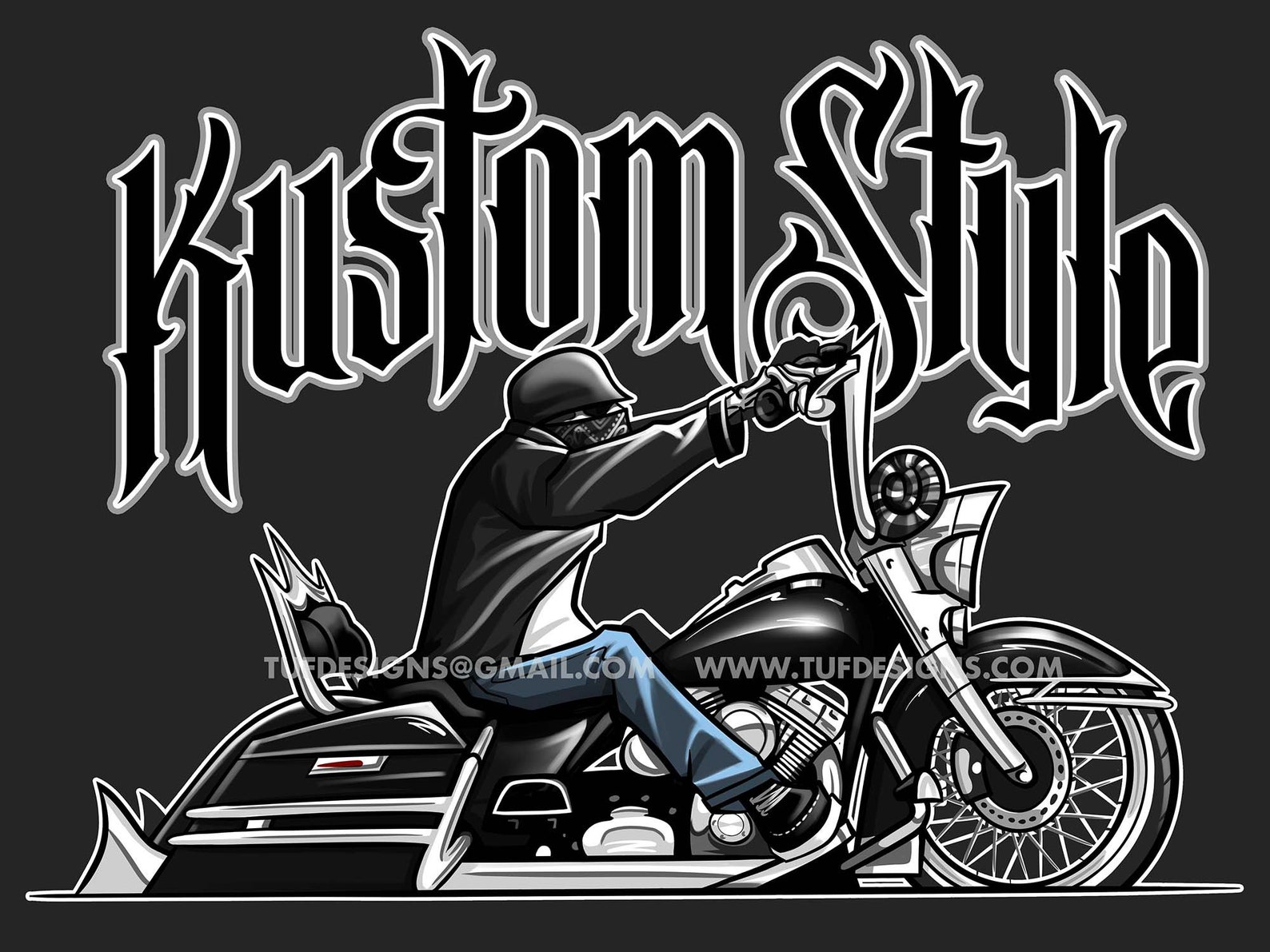 Personalized PNG Design of Biker Riding Black Cutom Motorcycle Bagger ...