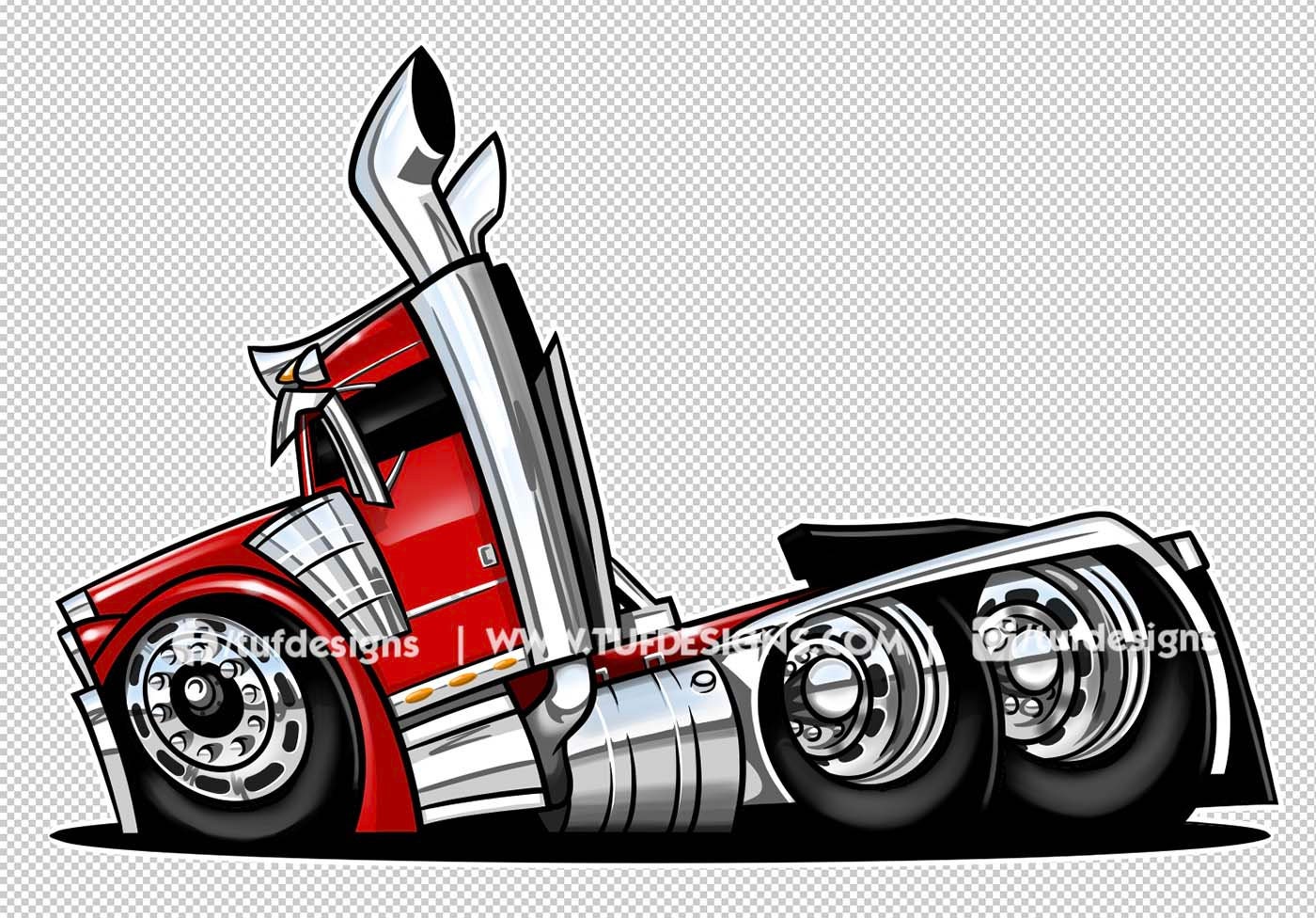 Red Lowered Semi Truck Cartoon Drawing Trucking Company Big Rig Clipart ...
