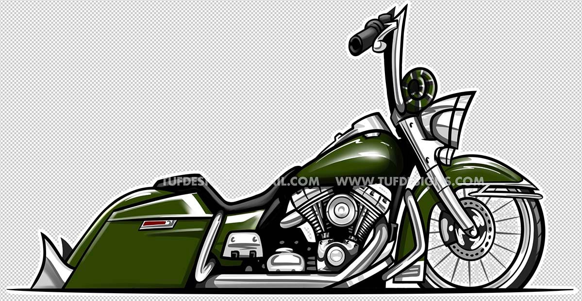 Drawing of a Custom Motorcycle, Lowrider Style Bagger, Motorbike Clip ...