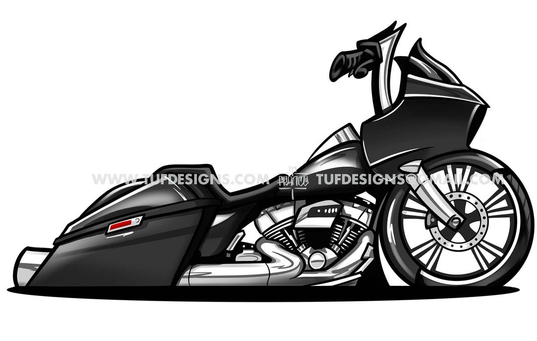 Motorcycle Drawing, Big Wheel Bagger, Cartoon Illustration, Motorbike ...