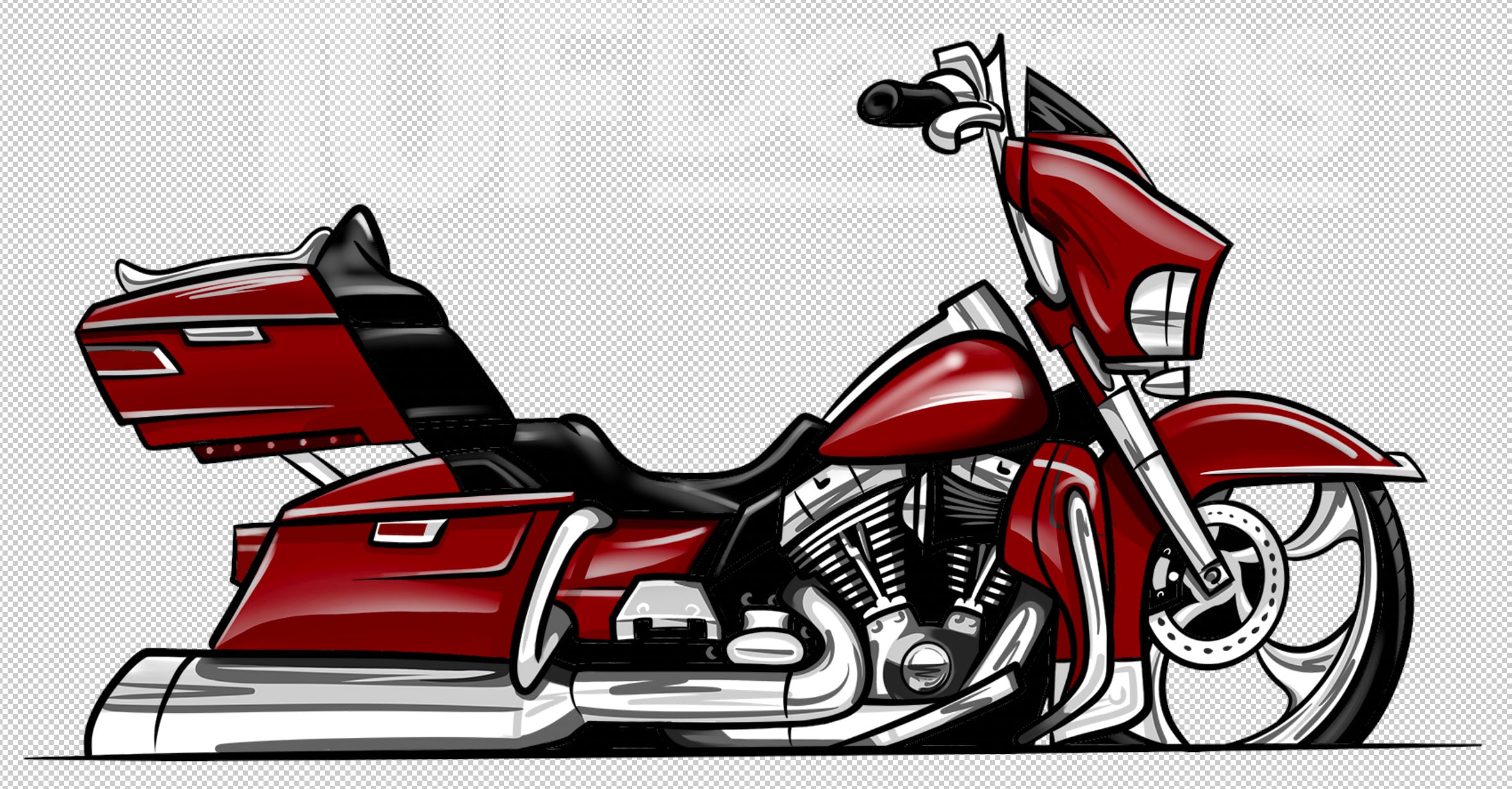 Red Custom Touring Motorcycle Cartoon Artwork Biker Logo Design - Etsy