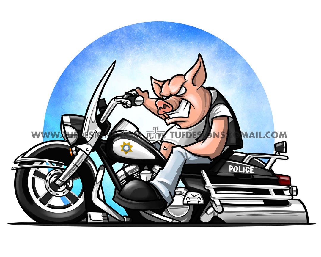 Hog Biker Drawing: Police Motorcycle Bagger, Artwork Animation - Etsy