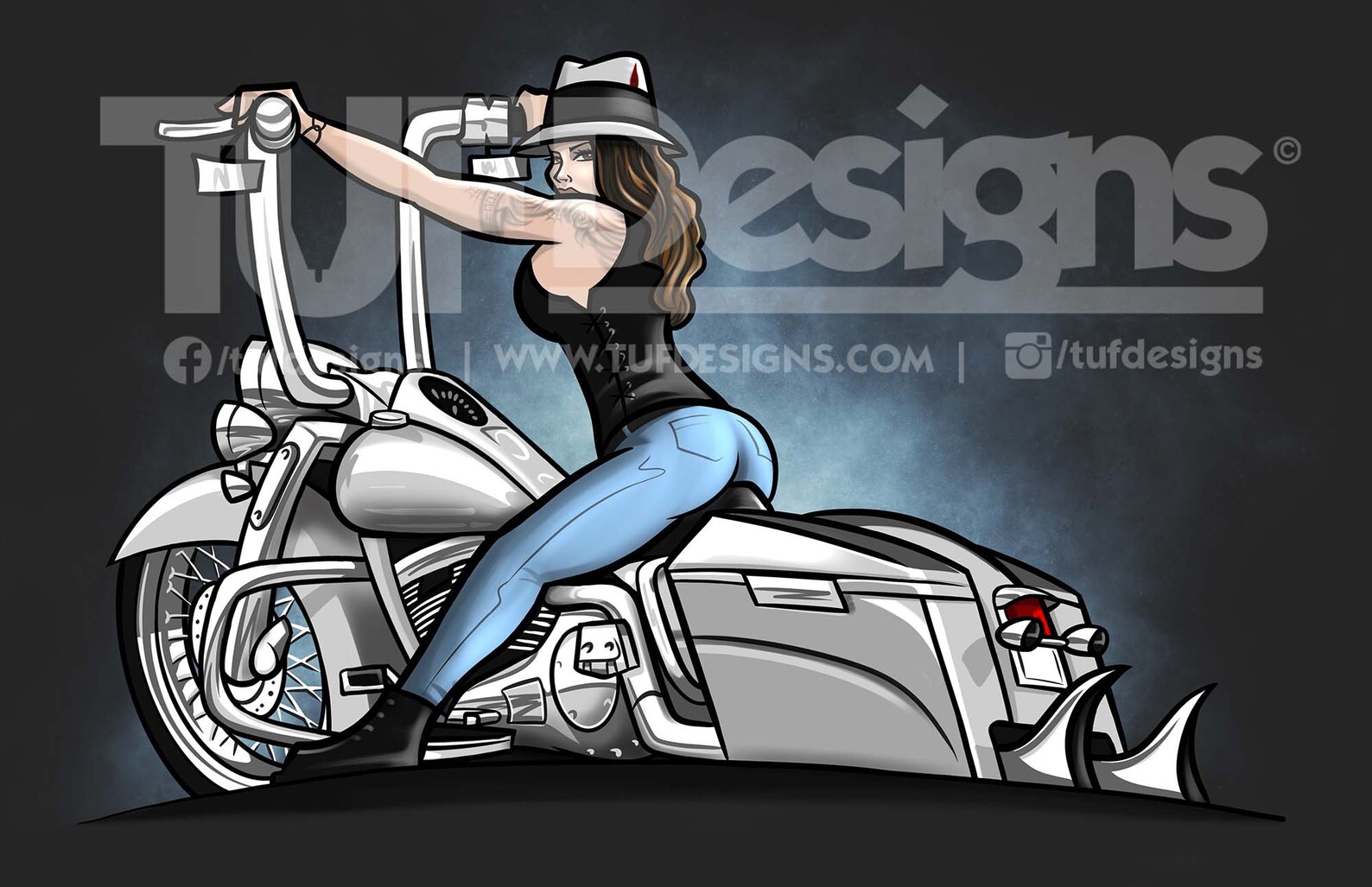 Lowrider Biker PNG Design, Woman Riding Motorcycle Drawing, Cholo Style ...