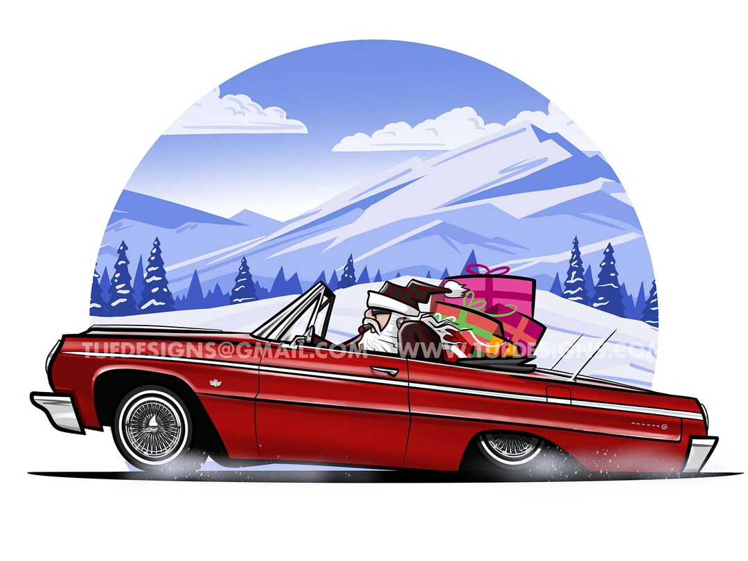 Santa Claus Lowrider Artwork: Christmas Illustration (png and Jpg ...