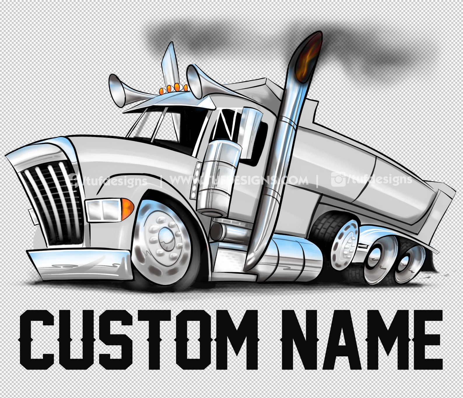 White Semi Truck Art Personalized Lowered Dump Truck Artwork - Etsy