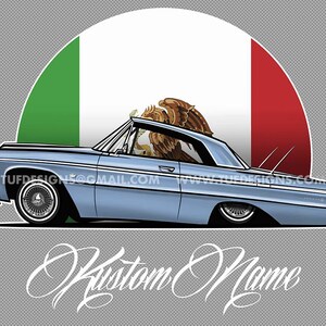 64 Impala Artwork, Lowrider Drawing, Personalized Name, Mexican Flag ...