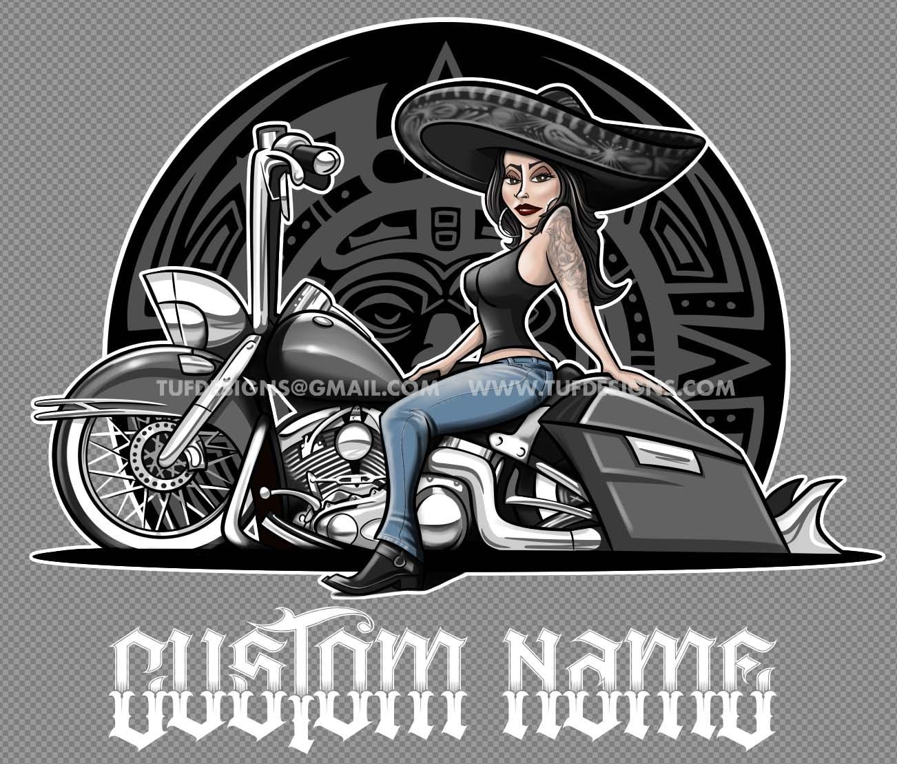 Motorcycle Drawing, Low Rider Art, Cholo Style Bagger, Chicano Style ...