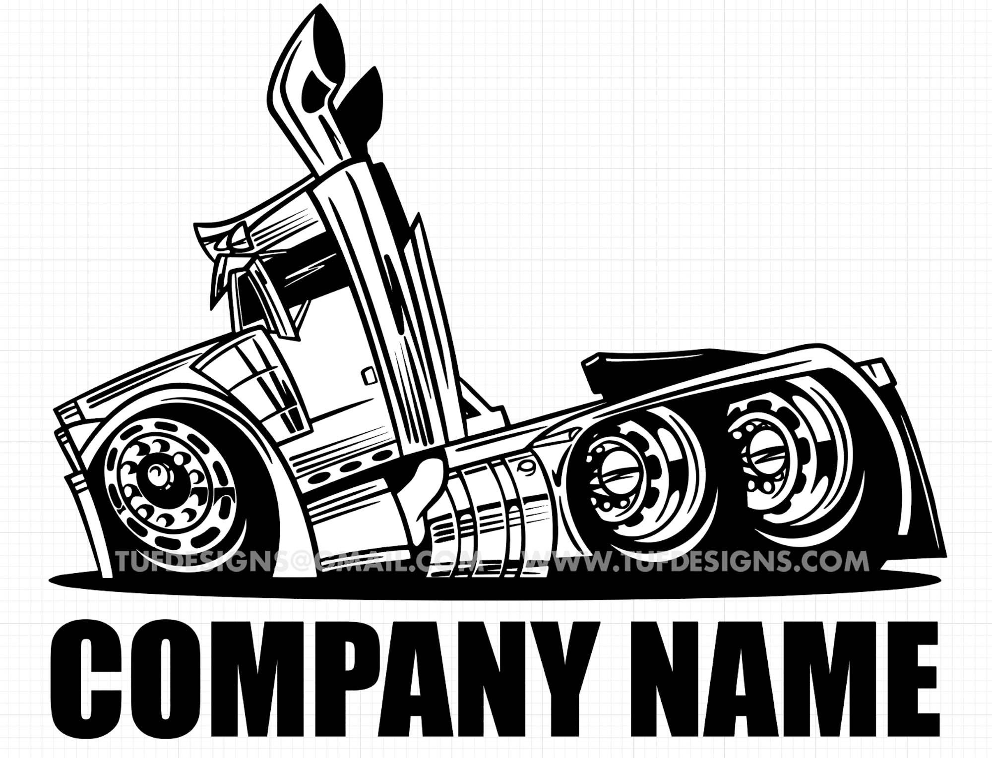 Semi Truck SVG, Peterbilt Cartoon Drawing, Big Rig PNG Design, Trucking ...