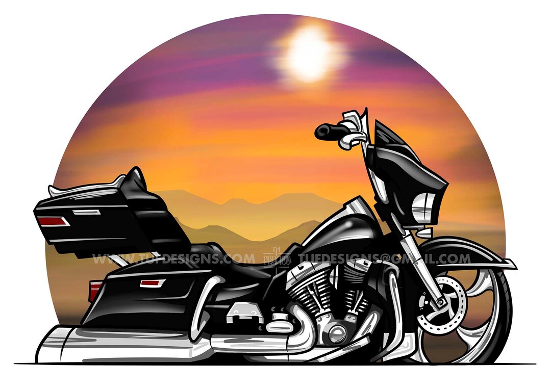 Touring Motorcycle Drawing: Digital Artwork (PNG and JPG Files) - Etsy