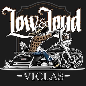 Digital Artwork of Lowrider Motorcycle, Bagger Drawing, PNG Graphics, Cholo Vicla, Chicano Style ...