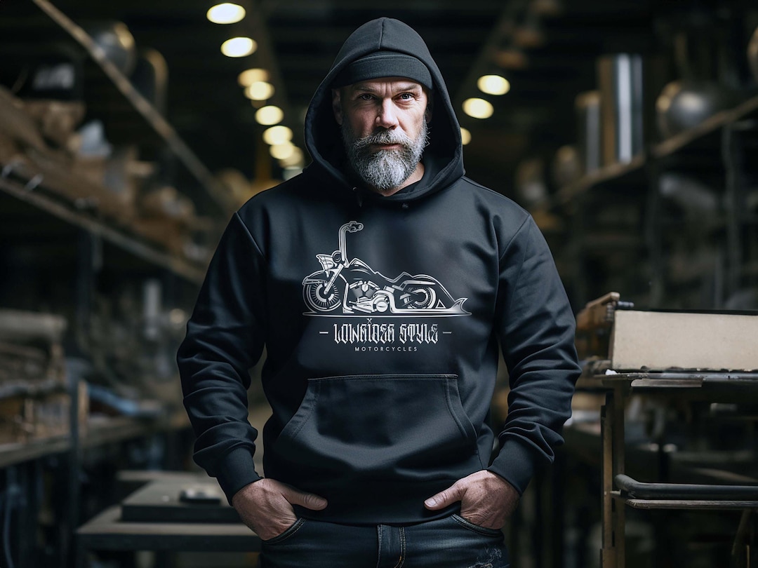 Lowrider Style Motorcycles Hoodie, Bike Design Hooded Sweatshirt, Biker ...