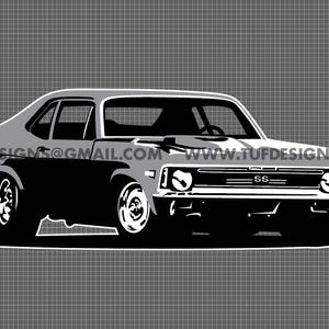Muscle Car SVG Artwork, Chevy Nova PNG Design, Car Clipart, Retro Car ...