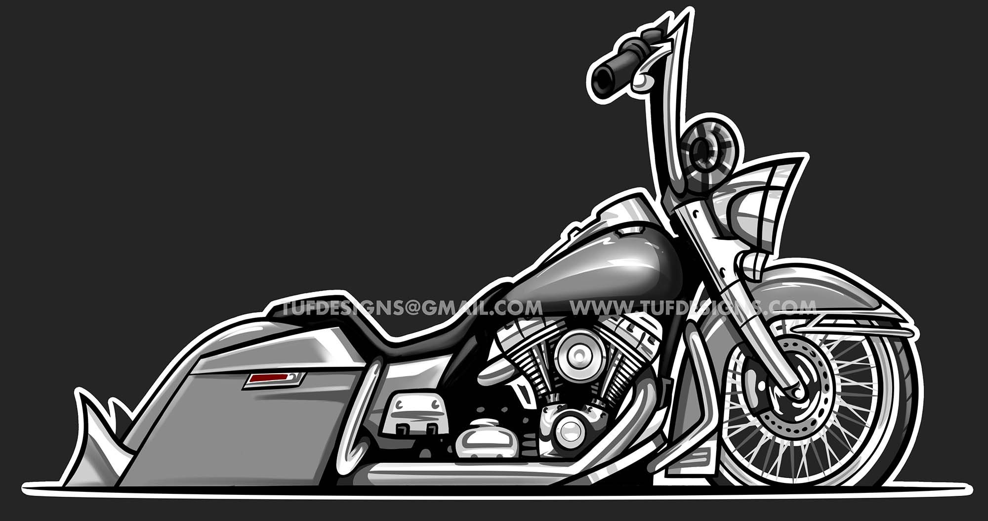 PNG Design of Gray Lowrider Motorcycle Drawing, Custom Bagger, Cartoon ...