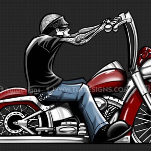 Red Vicla Motorcycle Skeleton Art Cholo Style Drawing - Etsy