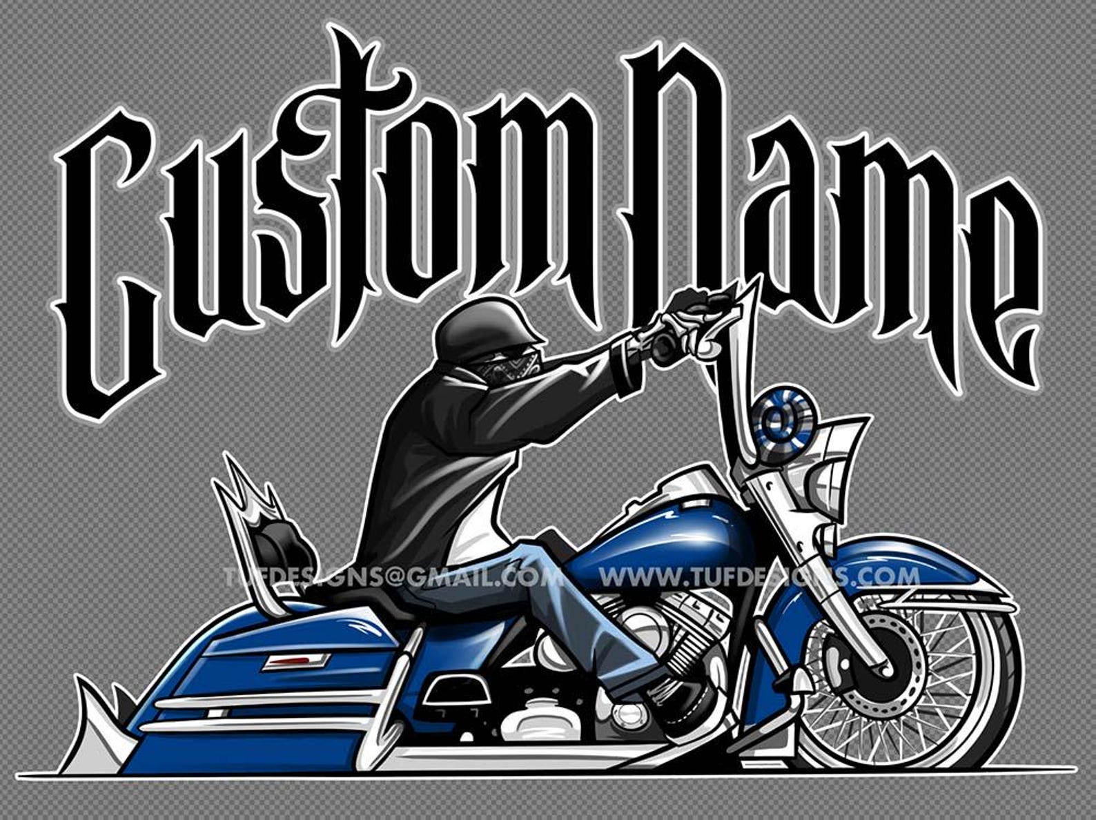 Motorcycle Drawing, Cholo Style Bagger, Personalized Design, Bike Shop ...