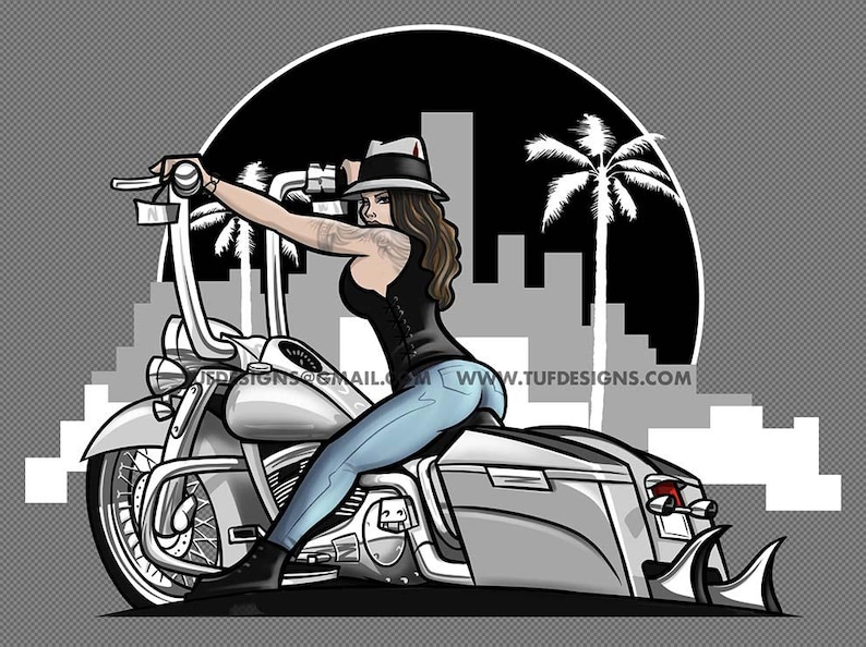 Lowrider Biker PNG Design, Woman Riding Motorcycle Drawing, Cholo Style ...