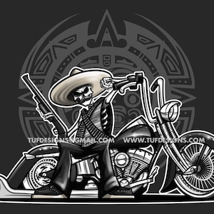 Skeleton Biker Art, Motorcycle Drawing, Cholo Style Vicla, Downloadable ...