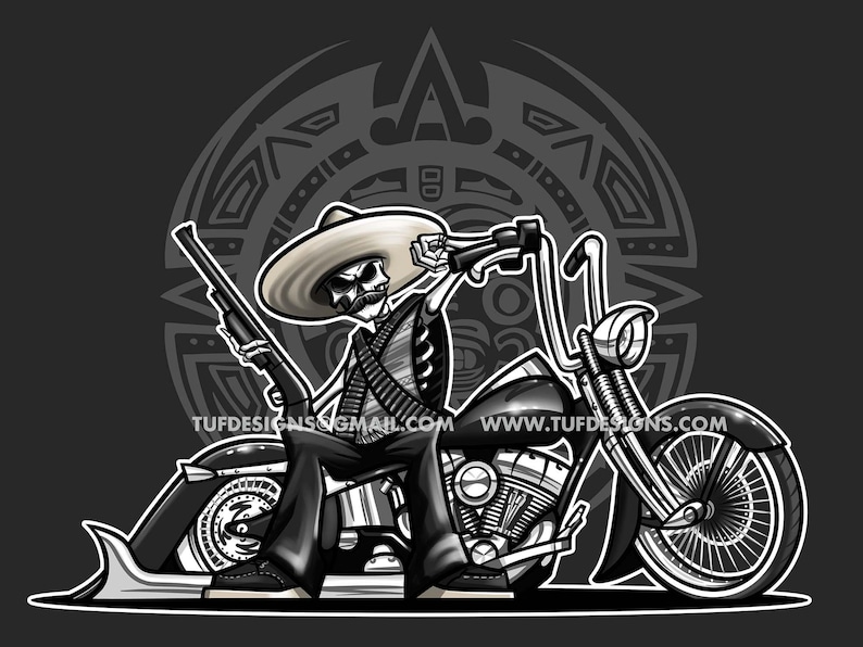 Skeleton Biker Art, Motorcycle Drawing, Cholo Style Vicla, Downloadable ...