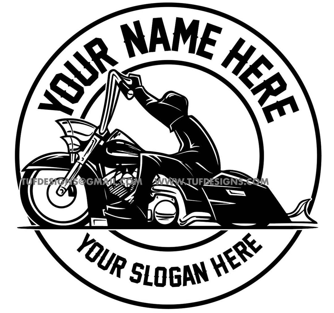 Bagger Motorcycle Drawing, Cholo Style, Custom Name, Vector, SVG ...