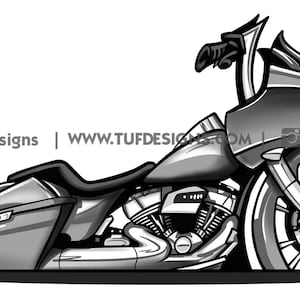 Cartoon Style Drawing of a Bagger Motorcycle, Bike Shop Logo Design ...