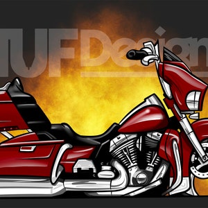 Red Custom Touring Motorcycle Cartoon Artwork Biker Logo Design - Etsy