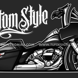 Personalized PNG Design of Bagger Motorcycle Drawing, Custom Bagger ...