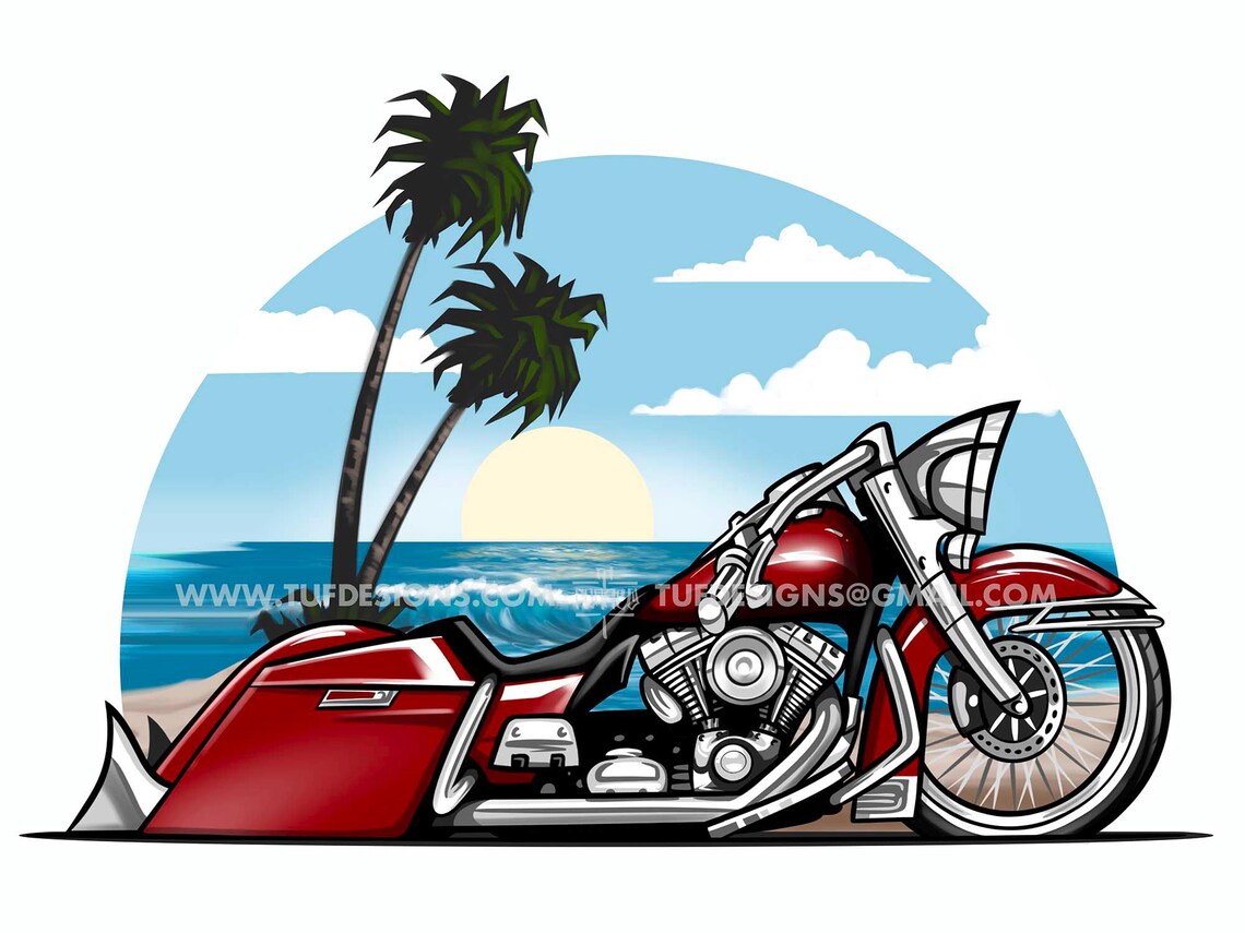 Motorcycle Drawing, Custom Bagger Art, Cholo Style, Beach Bars, Biker ...
