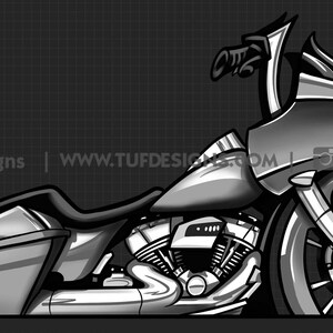 Cartoon Style Drawing of a Bagger Motorcycle, Bike Shop Logo Design ...