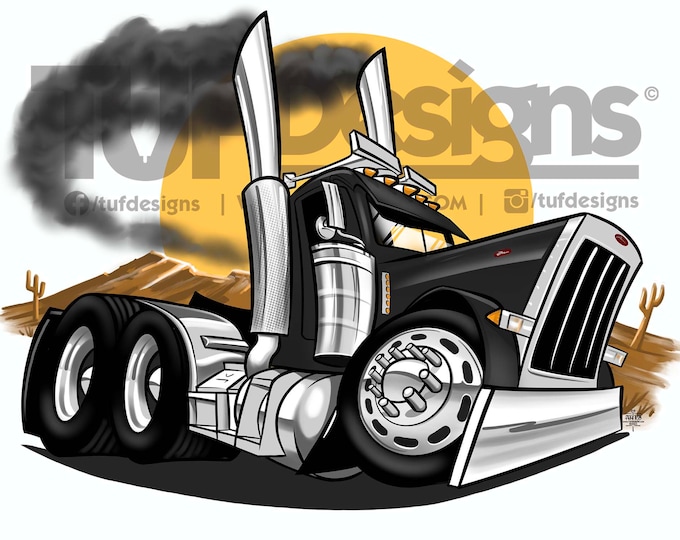 Semi Truck Art, Peterbilt Digital Artwork, Bobtail Png Design, Trucking ...