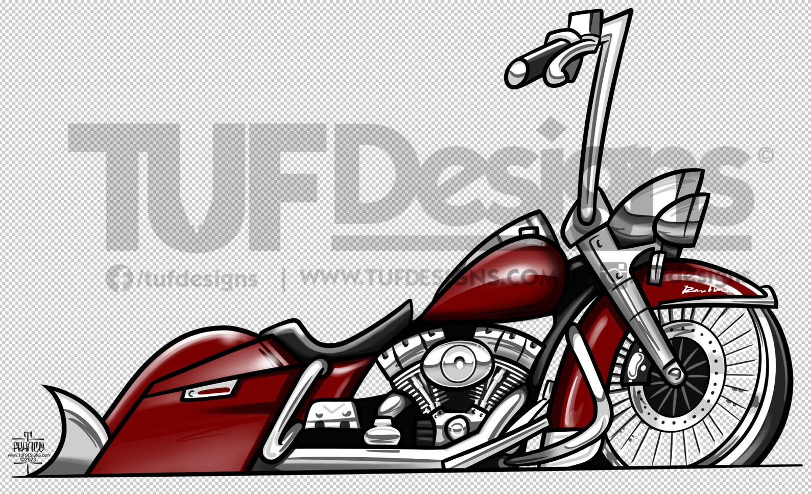Red Cholo Style Bagger Motorcycle Lowrider Biker Digital Art - Etsy