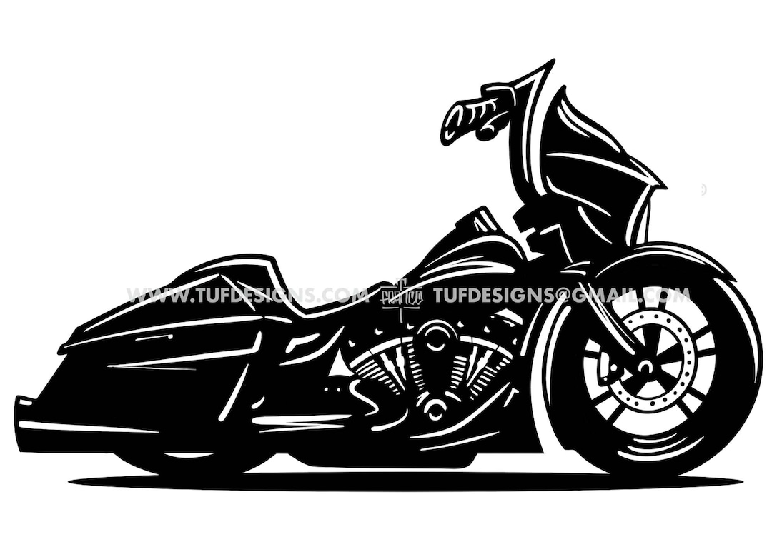 Motorcycle SVG, Street Glide Drawing, Motorbike Artwork, Bike Shop Logo ...