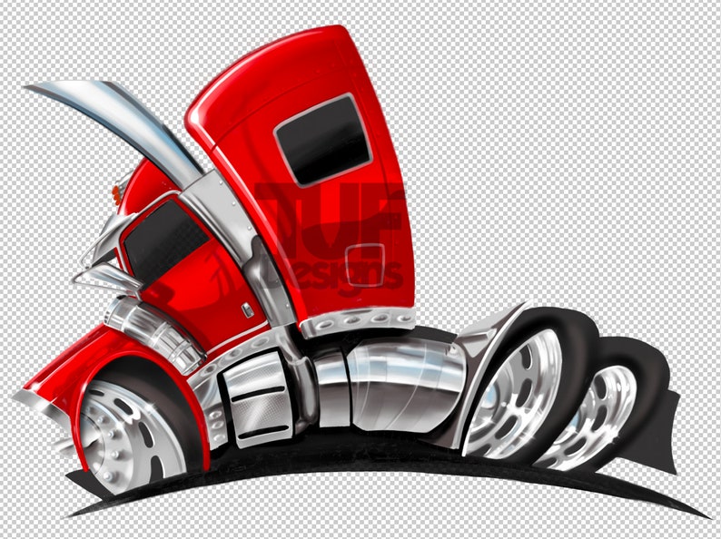 Red Semi Truck Cartoon Drawing Lowered Big Rig Trucking Company Logo ...