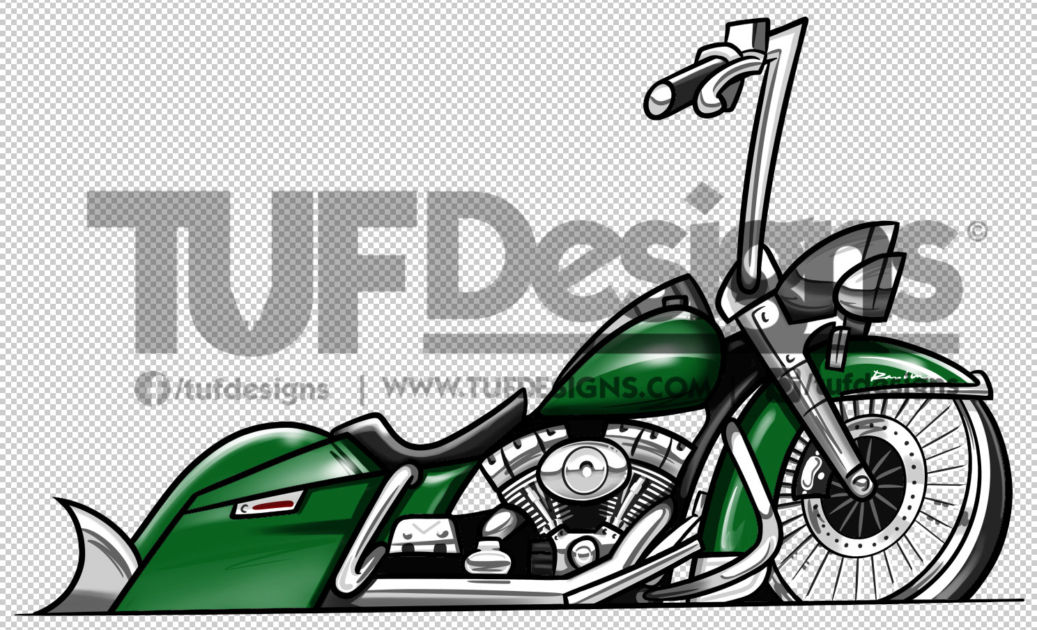 Green Cholo Style Bagger Motorcycle Lowrider Biker Digital Art - Etsy