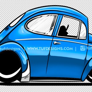 Low California Style Bug Car Cartoon Drawing Digital Download - Etsy
