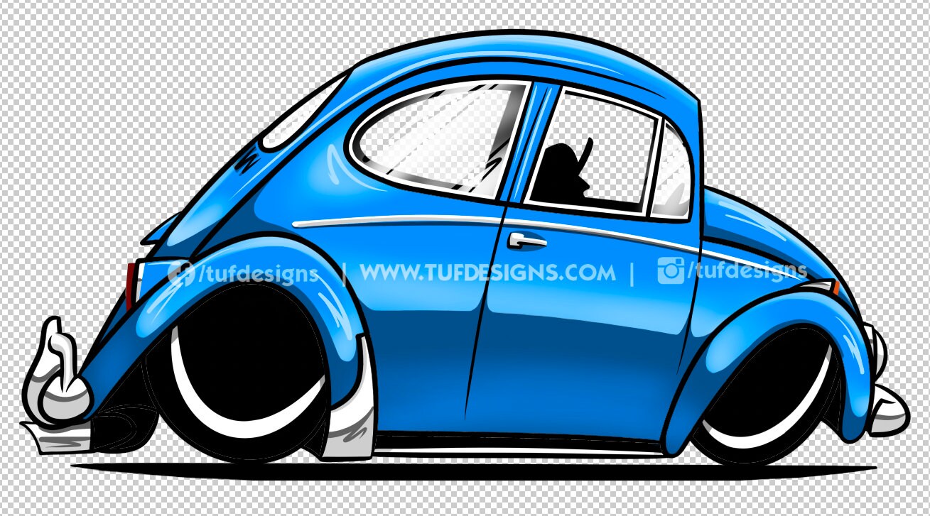 Low California Style Bug Car Cartoon Drawing Digital Download - Etsy