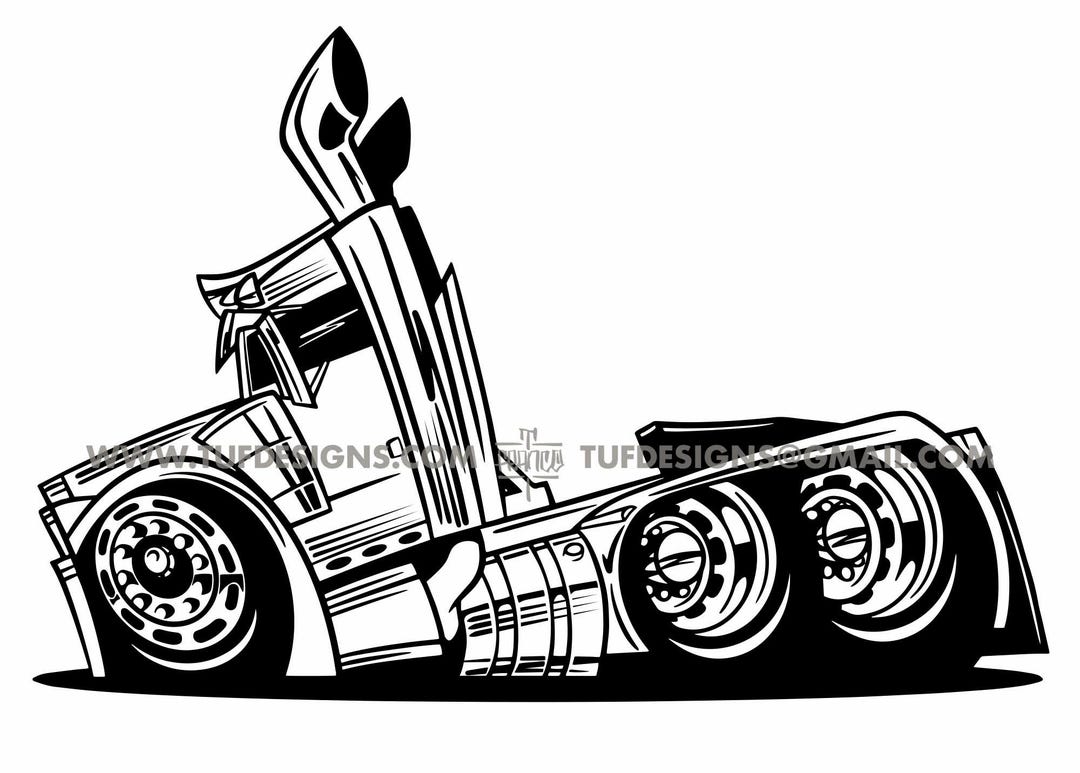 SVG Semi Truck Artwork, Peterbilt Drawing, Trucking Company Logo, Truck ...