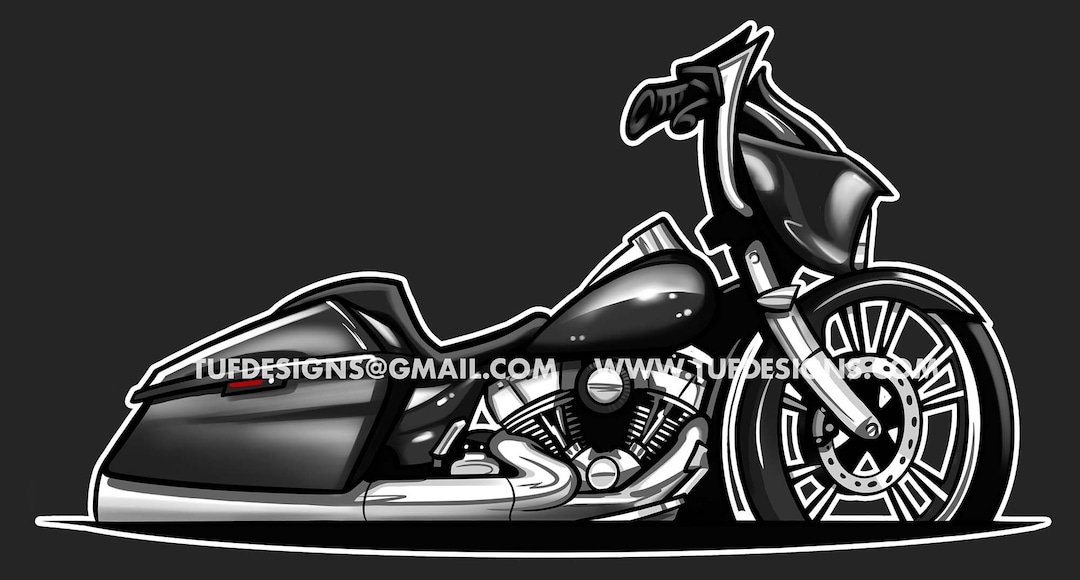 Bagger Motorcycle Drawing: Digital Download (jpg and Png Files) - Etsy