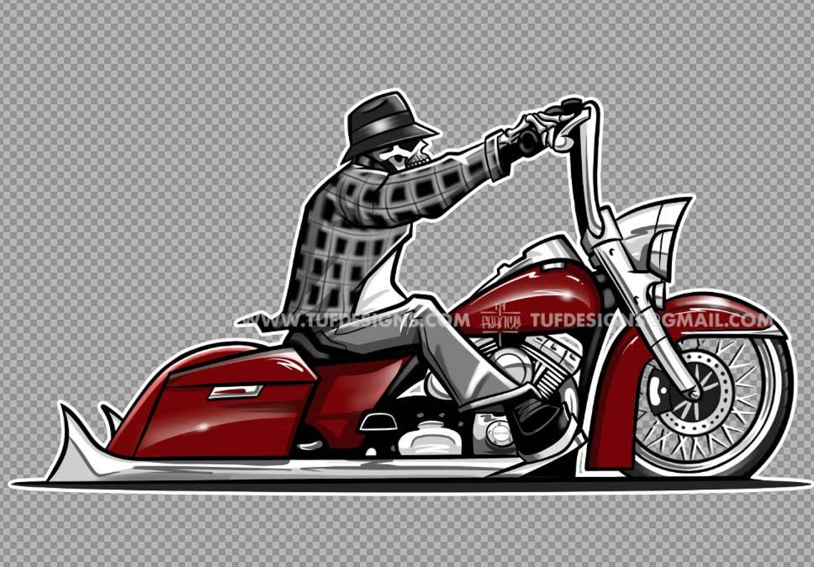 Skeleton Biker, Motorcycle Drawing, Custom Bagger, Lowrider Bike, Cholo ...