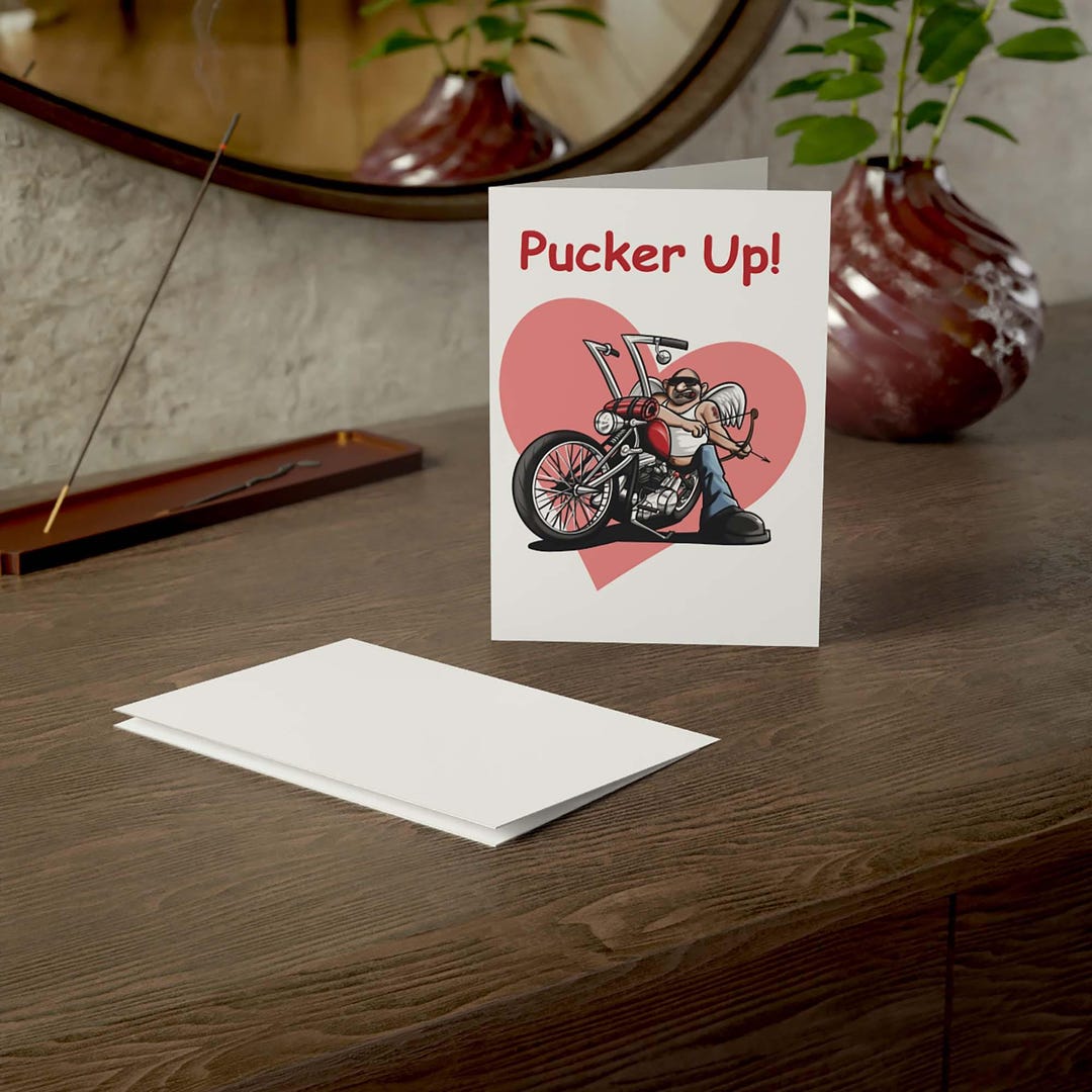 Humorous Valentines Cards, Funny Cupid Biker Design, Chopper Motorcycle ...