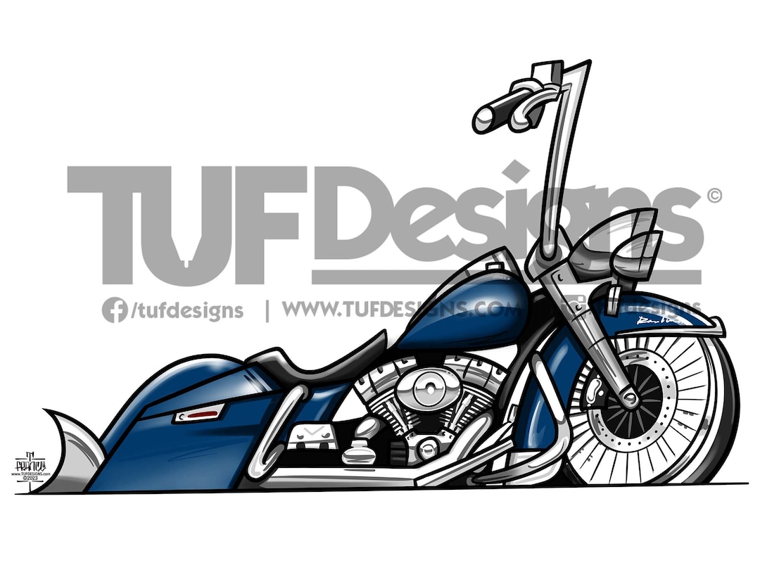 Blue Bagger Motorcycle Drawing Cholo Style Vicla Lowrider Bike Clipart ...