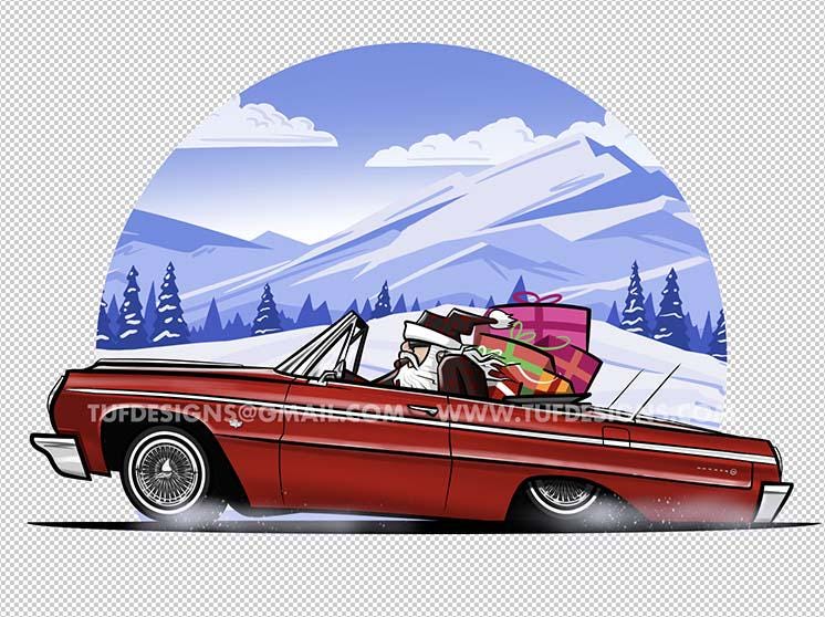Santa Claus Lowrider Artwork: Christmas Illustration (png and Jpg ...